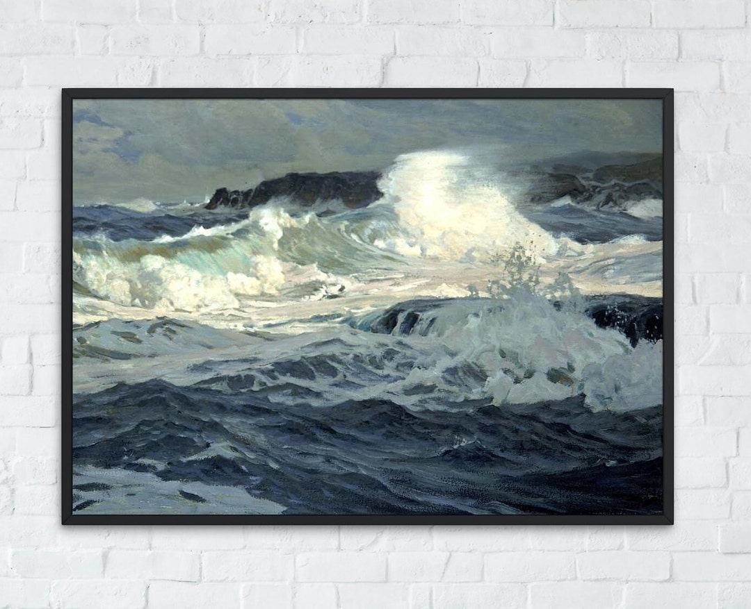 Classic Coastal Seascape Wall Art Reproduction Print, Vintage Ocean ...
