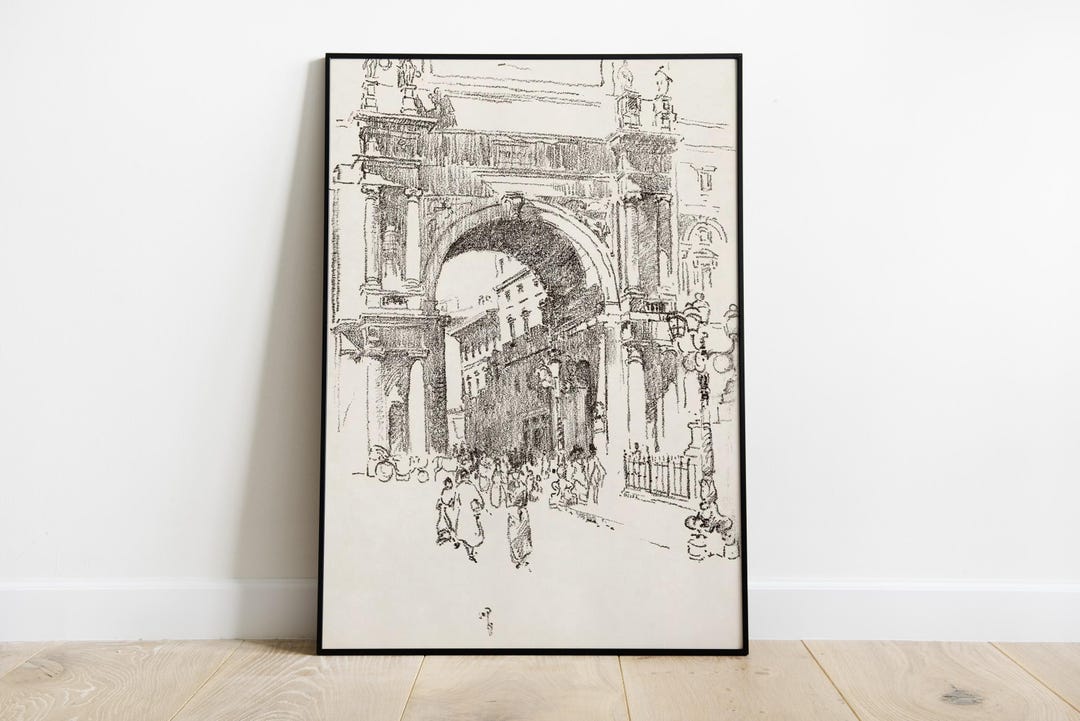 Vintage Piazza Sketch Printable, Italian Architecture Digital Download ...