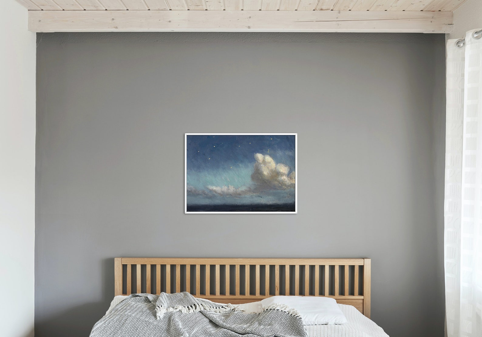 Vintage Night Sky Wall Art Print, Cloud Study Fine Art Oil Painting ...