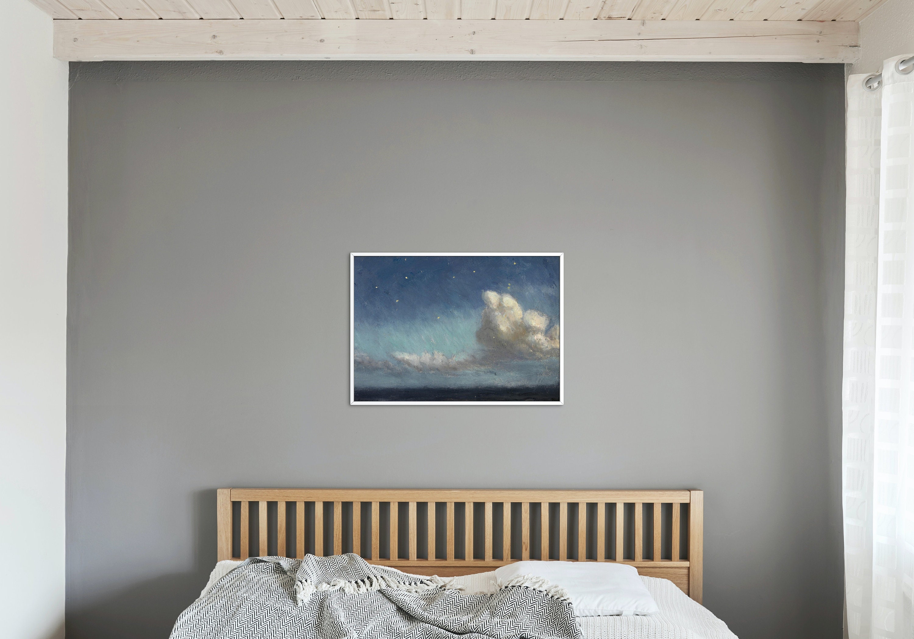 Vintage Night Sky Wall Art Print, Cloud Study Fine Art Oil Painting ...