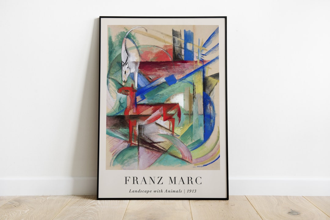 Franz Marc Print, Abstrakte Landschaft mit Tieren, Bunte druckbare ...