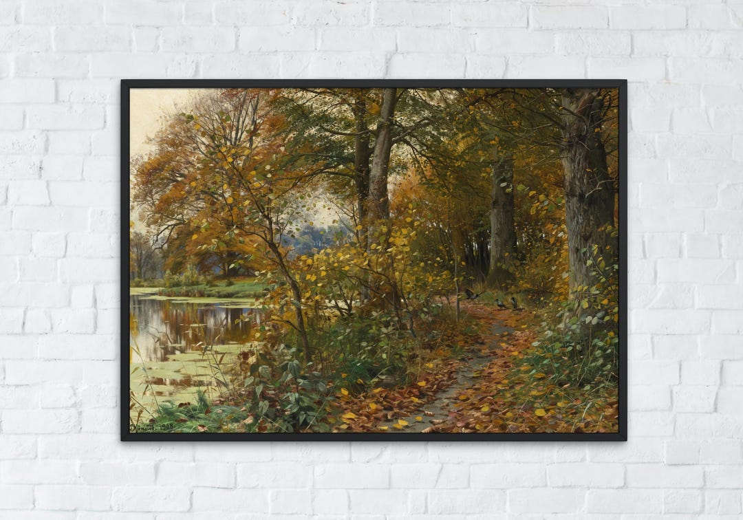 Rustic Fall Printable Wall Art, Autumn Landscape Print, Vintage Scenery ...