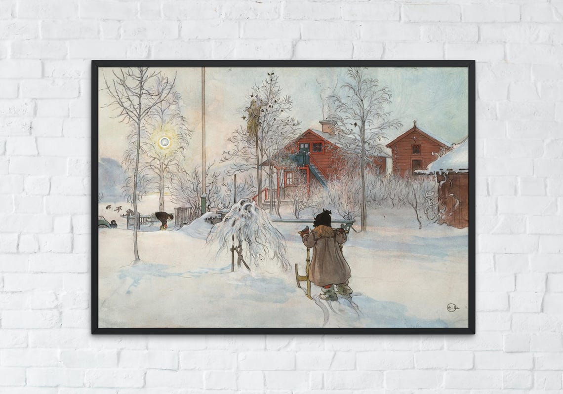 Vintage Winter Scene Printable, Girl in Snow Artwork, Antique Nursery ...