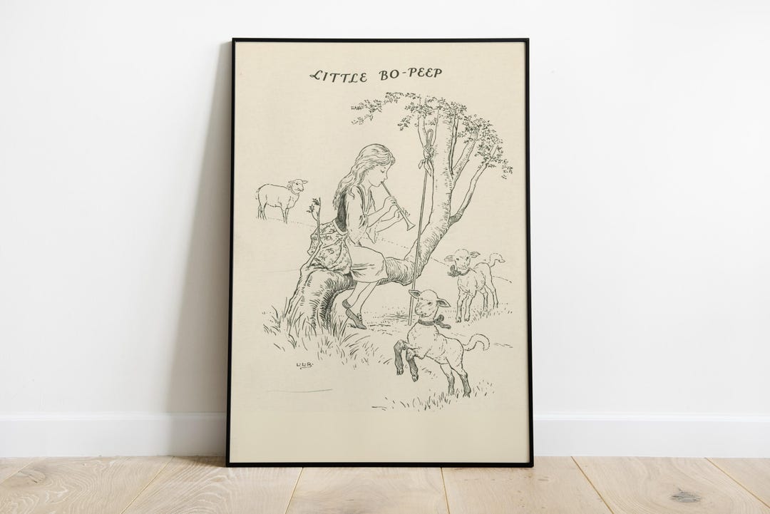 Vintage Little Bo Peep Printable, Nursery Rhyme Wall Decor, Minimalist ...