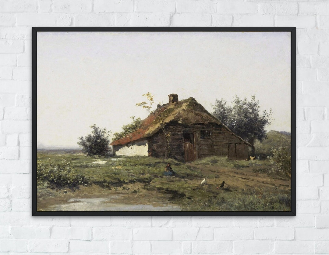 Rustic Farmhouse Landscape Wall Art Print, Cottage Barn Decor Fine Art ...