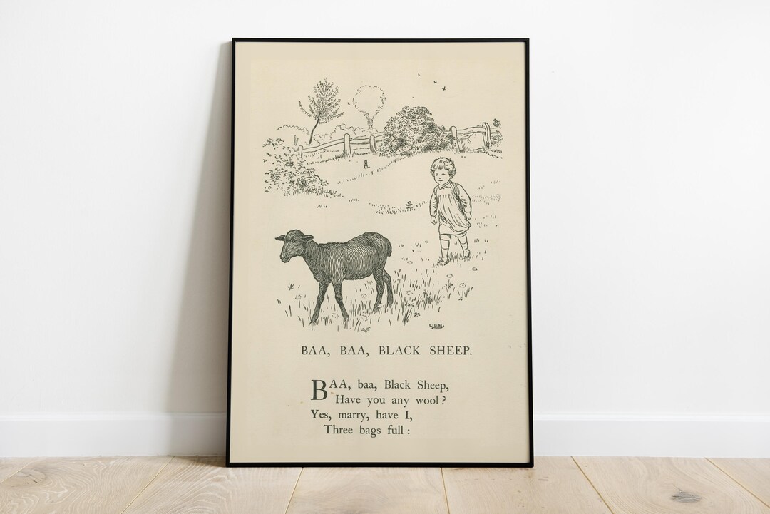 Vintage Baa Baa Black Sheep Printable, Nursery Rhyme Art, Antique ...