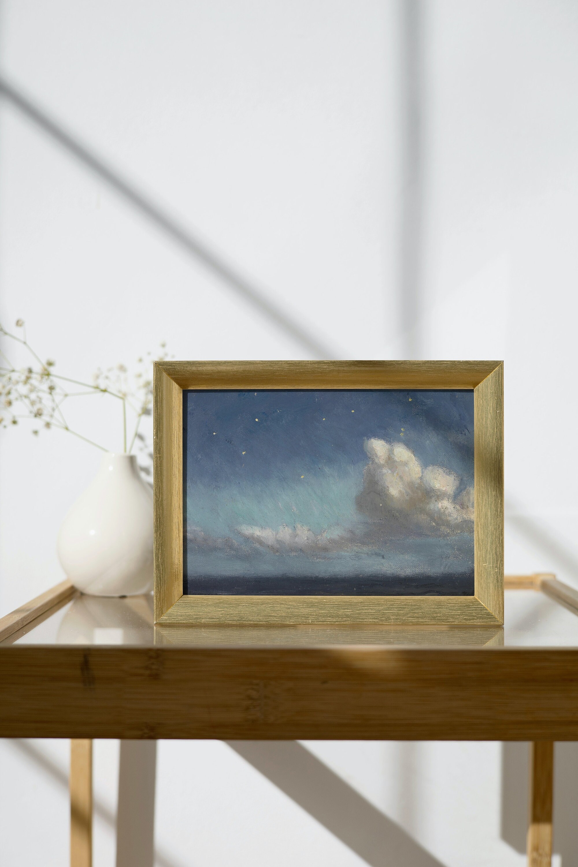 Vintage Night Sky Wall Art Print, Cloud Study Fine Art Oil Painting ...