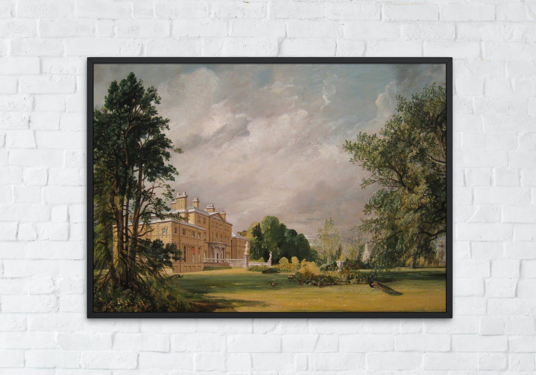 Regency Manor House Printable Art, English Estate Painting, Countryside ...