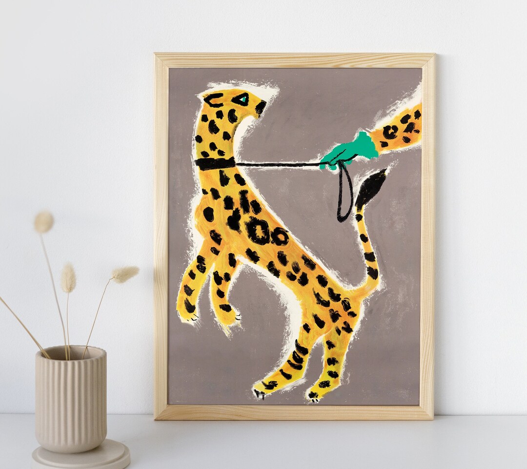 Retro Leopard Wall Art Print, Vintage Cheetah Fine Art, Classic Leopard ...