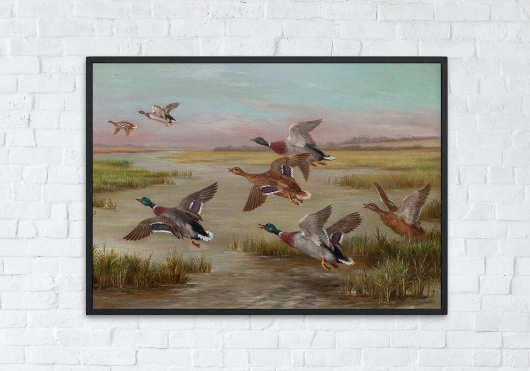 Vintage Duck Painting Printable, Spring Bird Wall Art, Farmhouse Decor ...