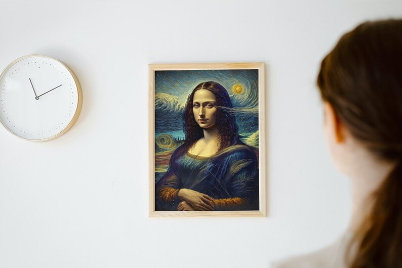 Mona Lisa in Starry Night Painting Van Gogh Da Vinci - Etsy
