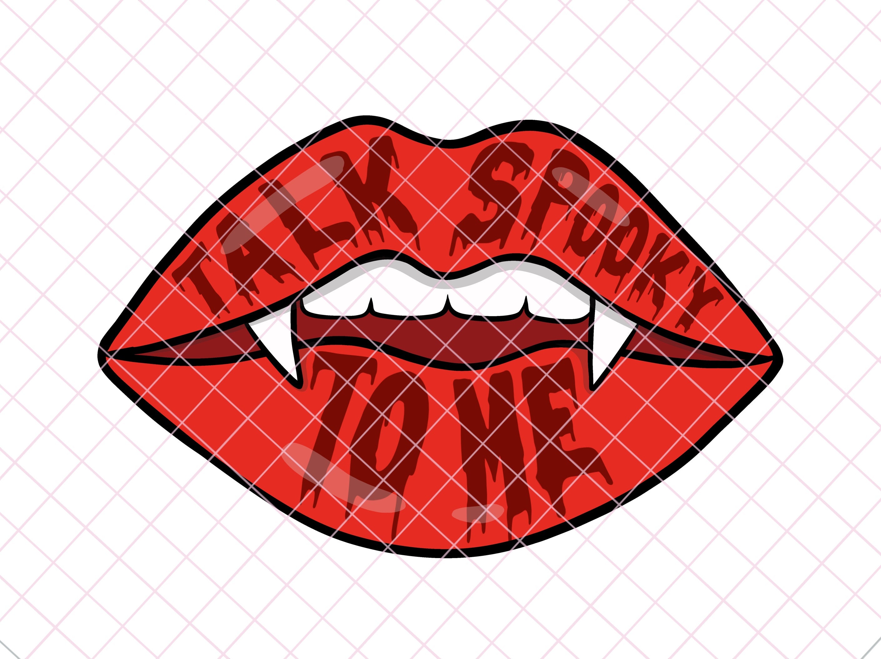 Vampire Lips Talk Spooky to Me PNG - Etsy