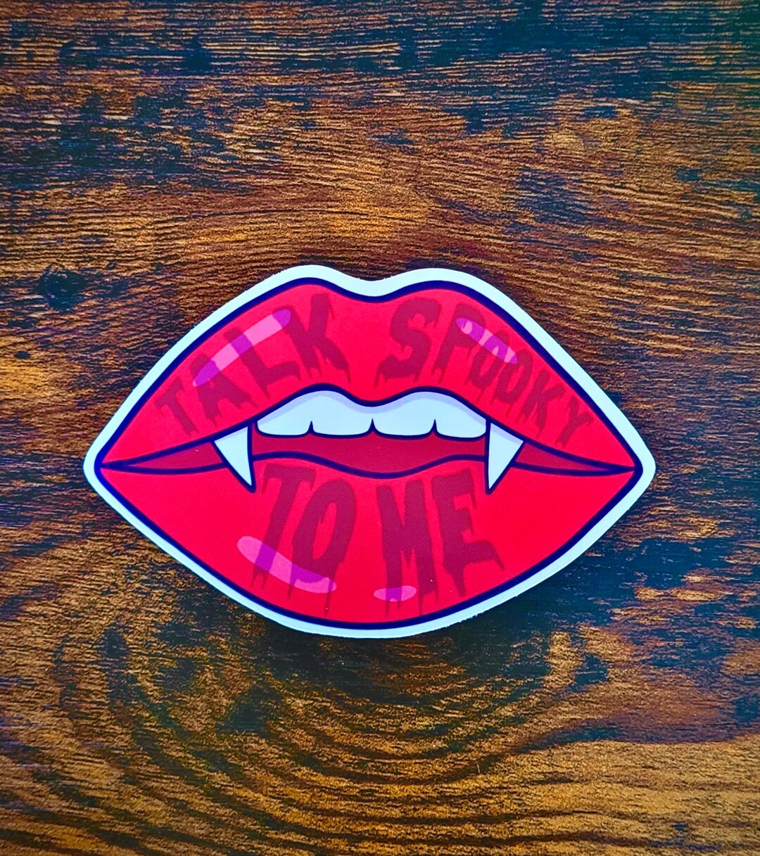 Vampire Talk Spooky to Me Lips Sticker - Etsy