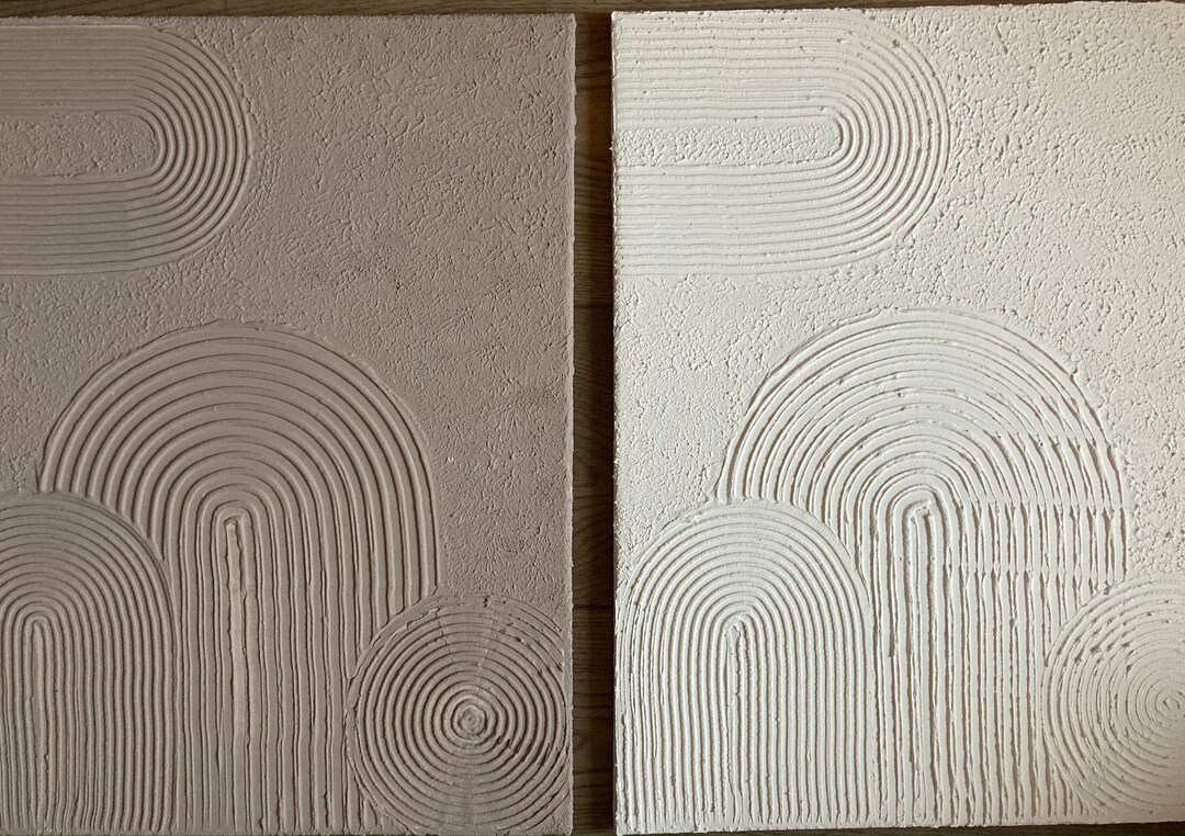 Duo Boho Texture Wall Art, Mid Century Wall Art, Plaster Art, Wall Art ...