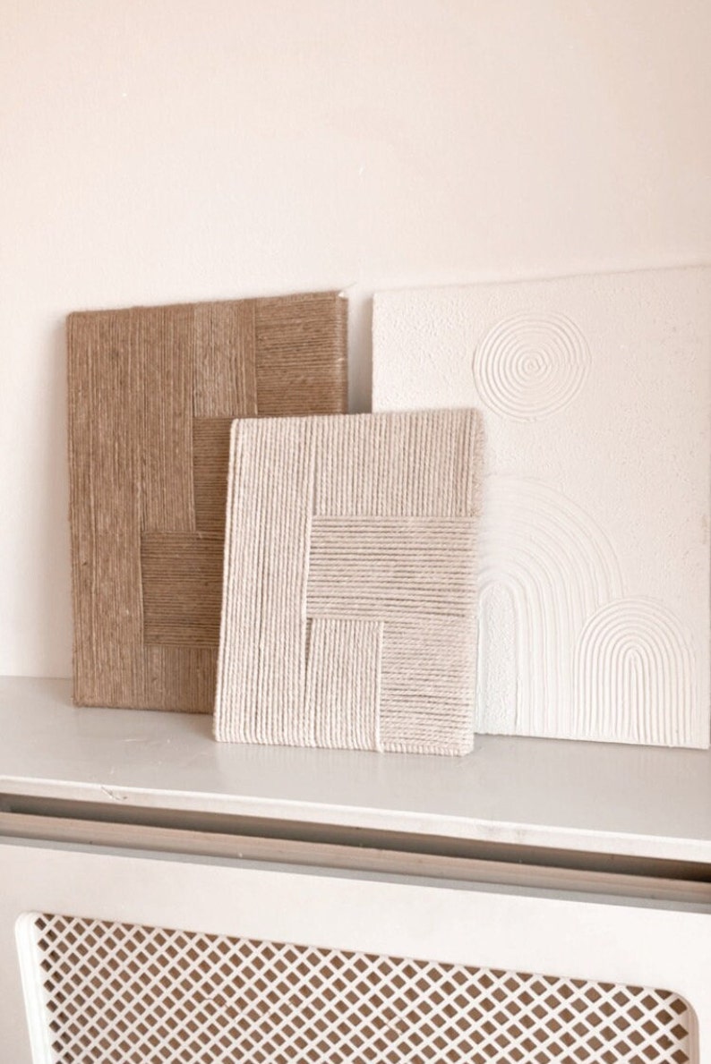 Wool Thread Wall Decor, Texture Art, Abstract, Interior Decor, Mid ...