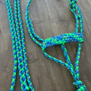 Lime Green and Turquoise Mule Tape Horse Halter With Rope Noseband - Etsy