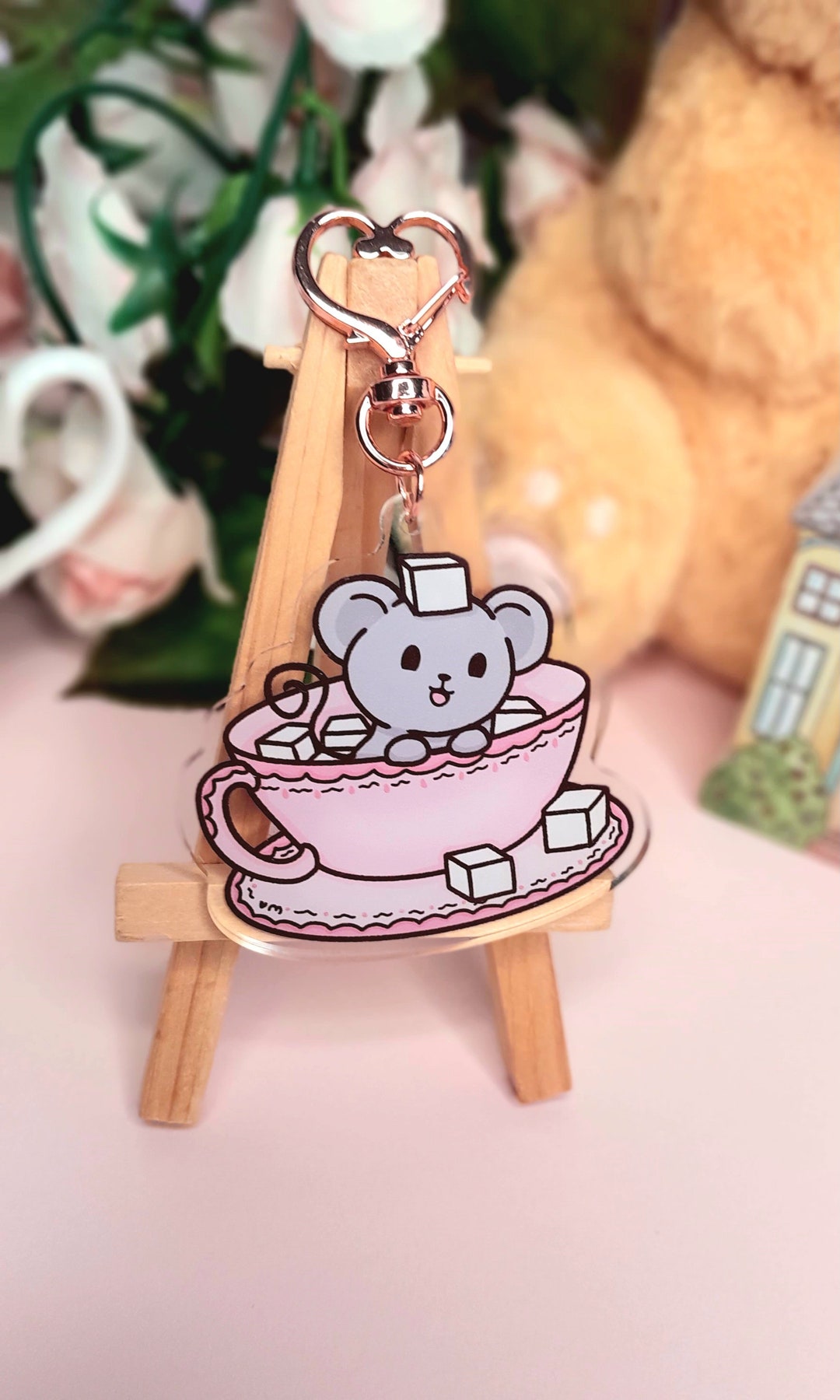 Mouse Keychain Teacup Mouse Acrylic Keychain Cute Mouse - Etsy