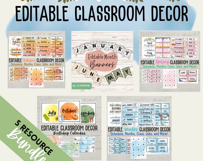 Editable | Classroom | Decor | Bundle | Birthday | Schedule | Labels ...