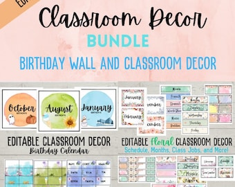 Editable Classroom Decor | Floral | Watercolor | Schedule | Labels ...
