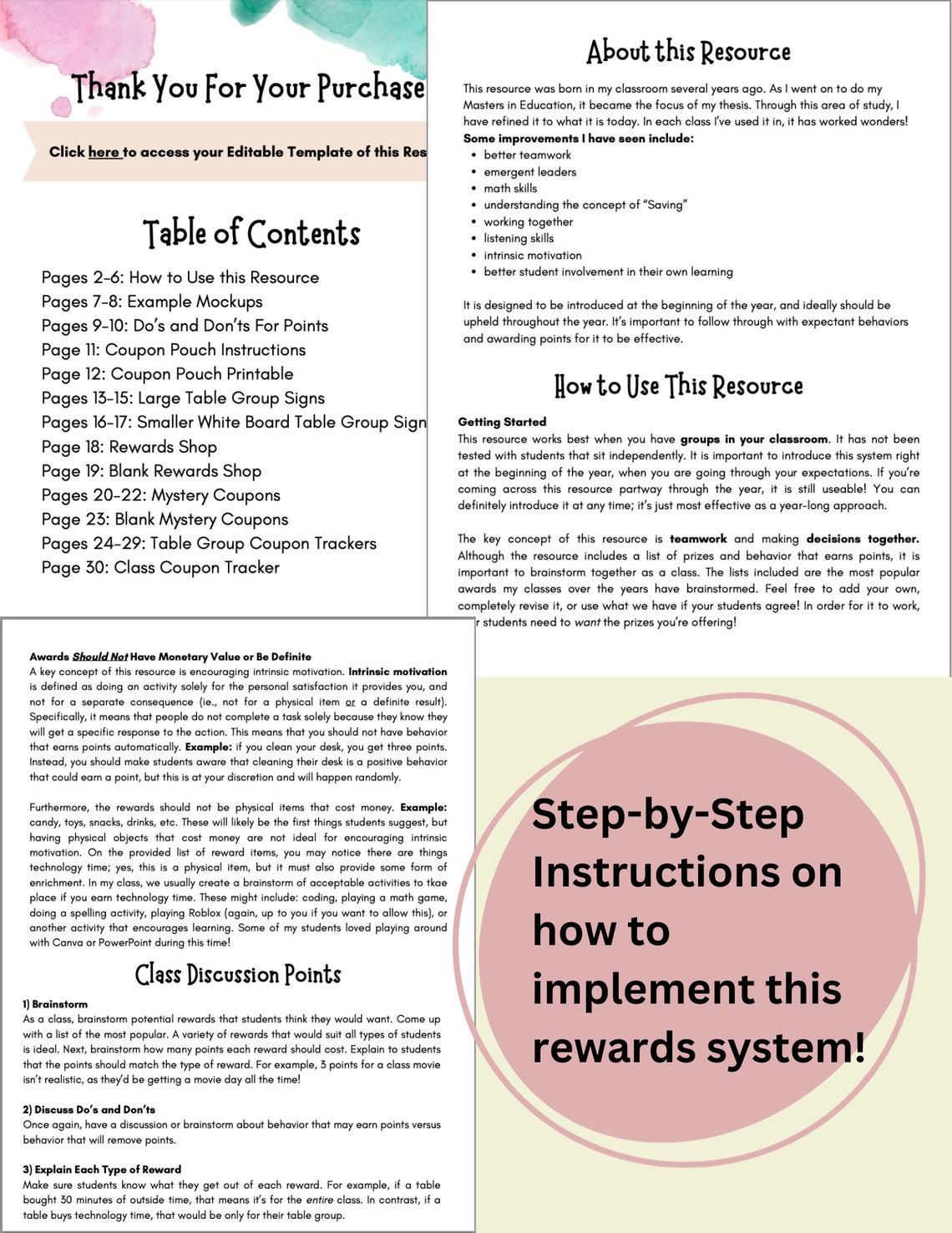 Editable Classroom Rewards System | Class Management | Watercolor ...