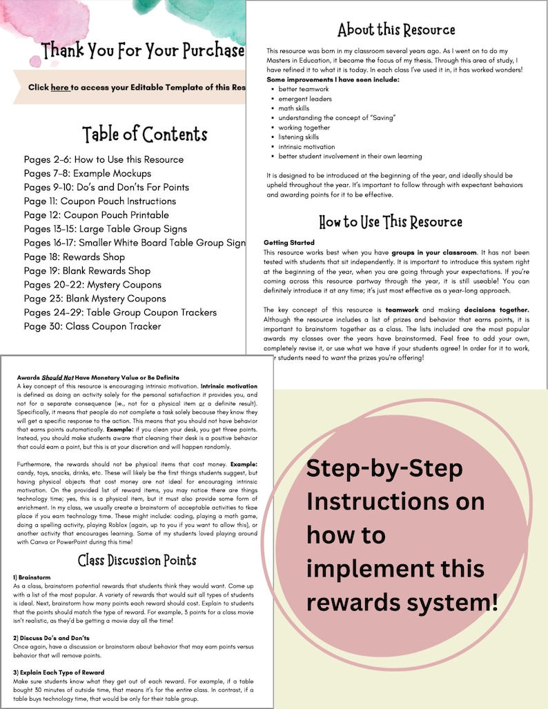 Editable Classroom Rewards System | Class Management | Watercolor ...