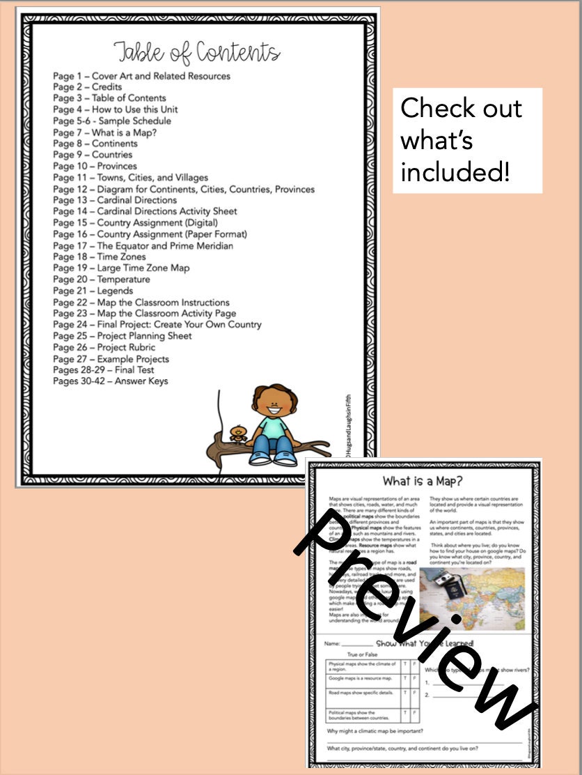 Mapping Unit Social Studies Countries and Continents Student Activity ...