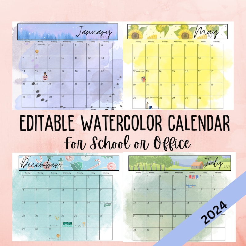 Editable Calendar - Etsy