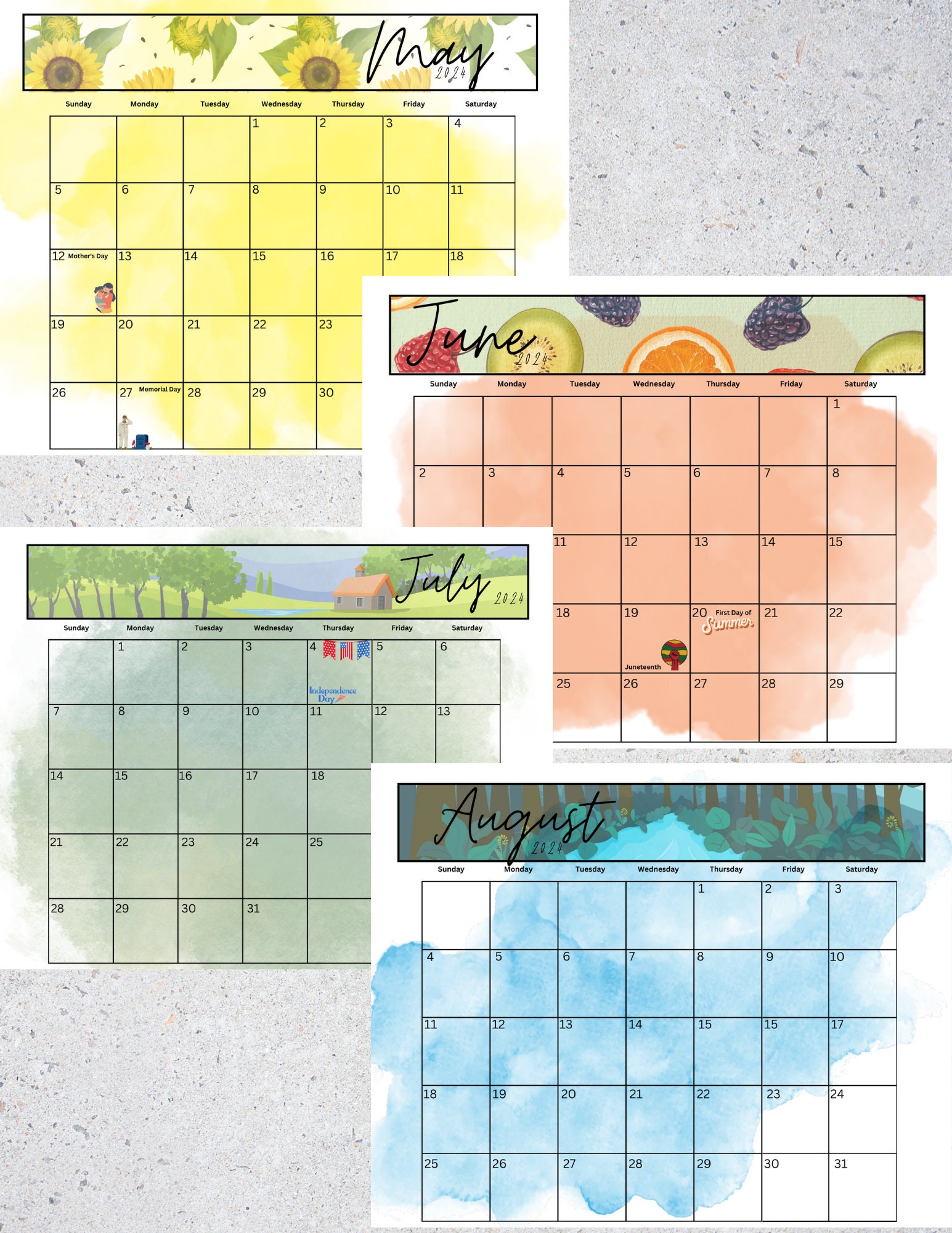 Editable Calendar for Teacher Classroom Office Wall Watercolor Canva ...