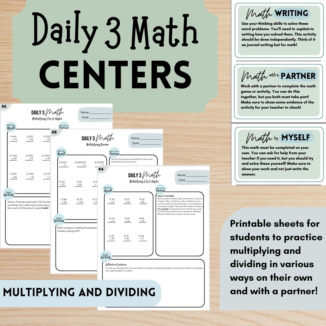 Editable Math Centers | Multiplying and Dividing | Daily 3 Activities ...