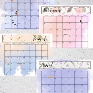 Editable Calendar for Teacher Classroom Office Wall Watercolor Canva ...