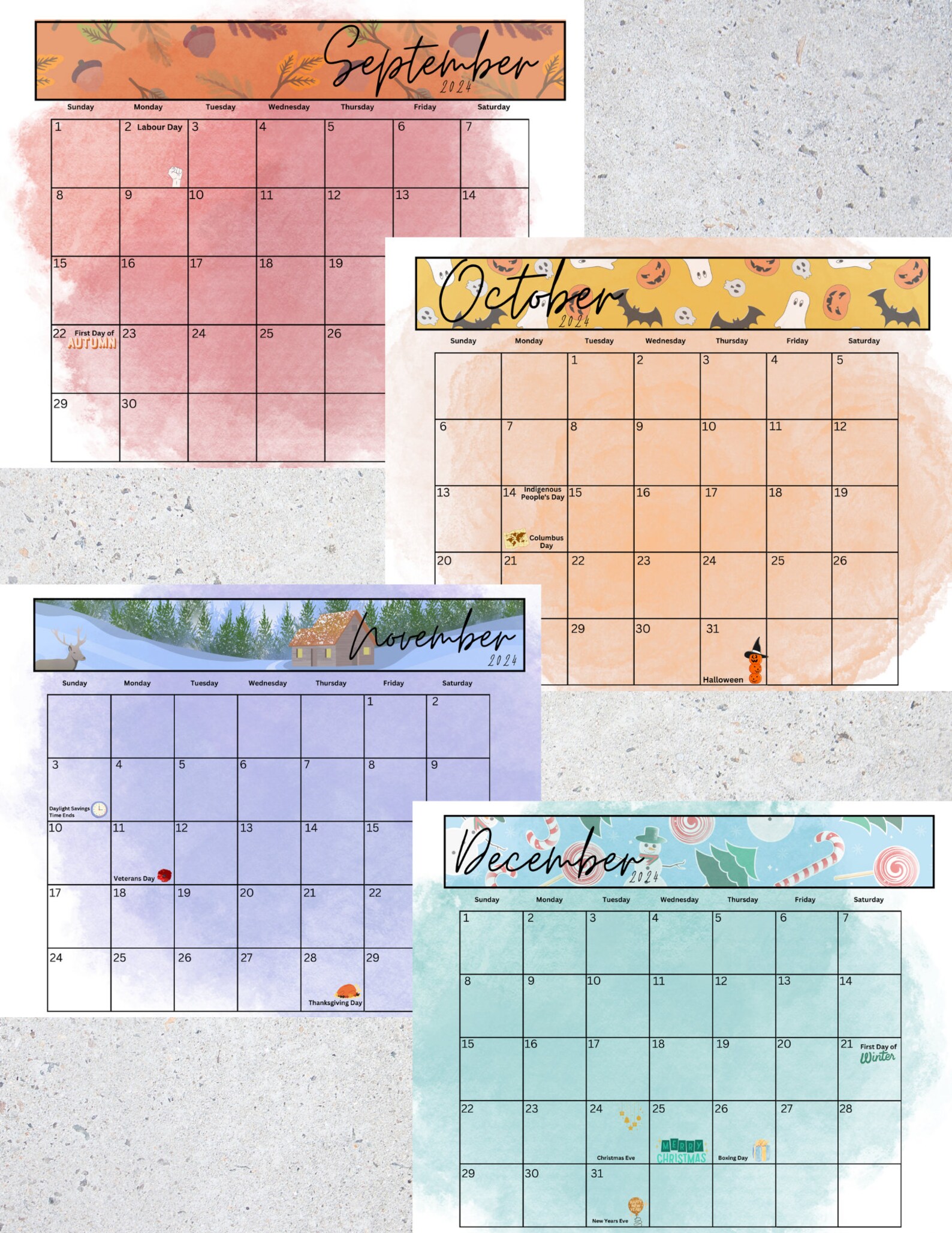 Editable Calendar for Teacher Classroom Office Wall Watercolor Canva ...