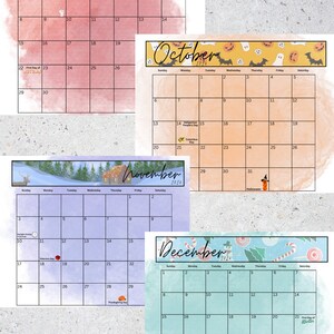 Editable Calendar for Teacher Classroom Office Wall Watercolor Canva ...