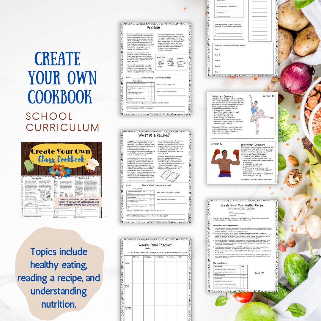 Create a Cookbook Nutrition Unit Healthy Eating Curriculum Printable ...