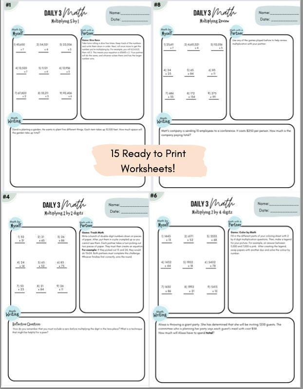 Editable Math Centers Multiplying and Dividing Daily 3 - Etsy