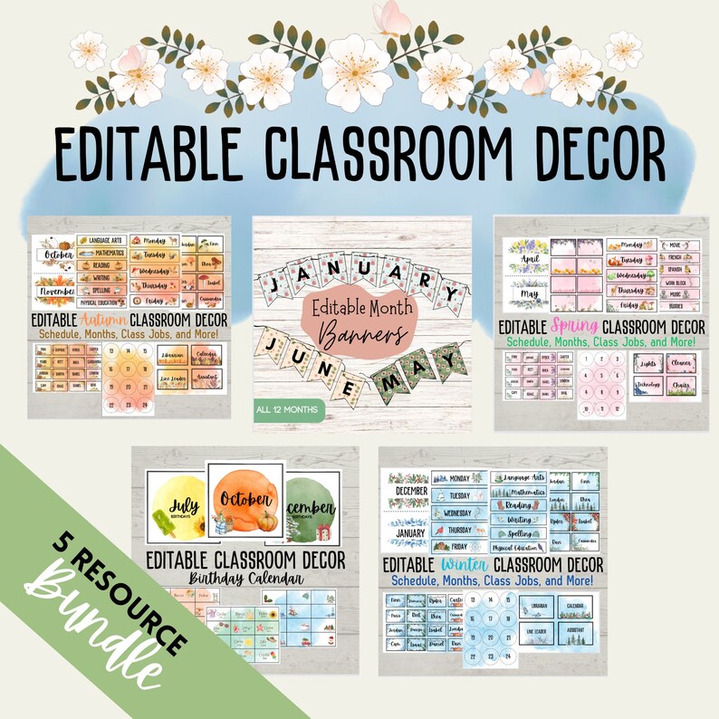 Editable | Classroom | Decor | Bundle | Birthday | Schedule | Labels ...