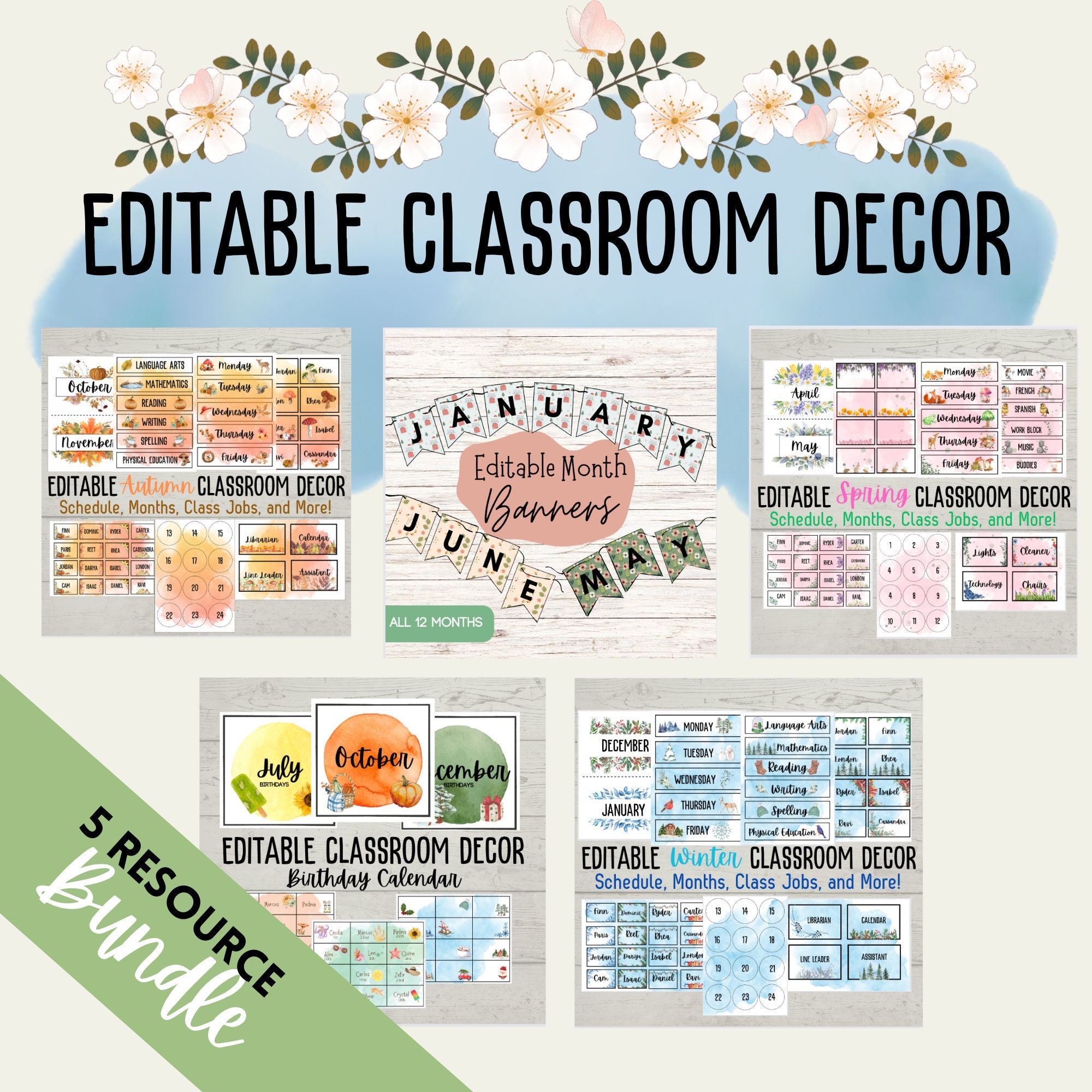 Editable | Classroom | Decor | Bundle | Birthday | Schedule | Labels ...
