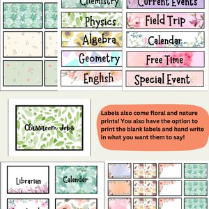 Editable Classroom Decor | Floral | Watercolor | Schedule | Labels ...