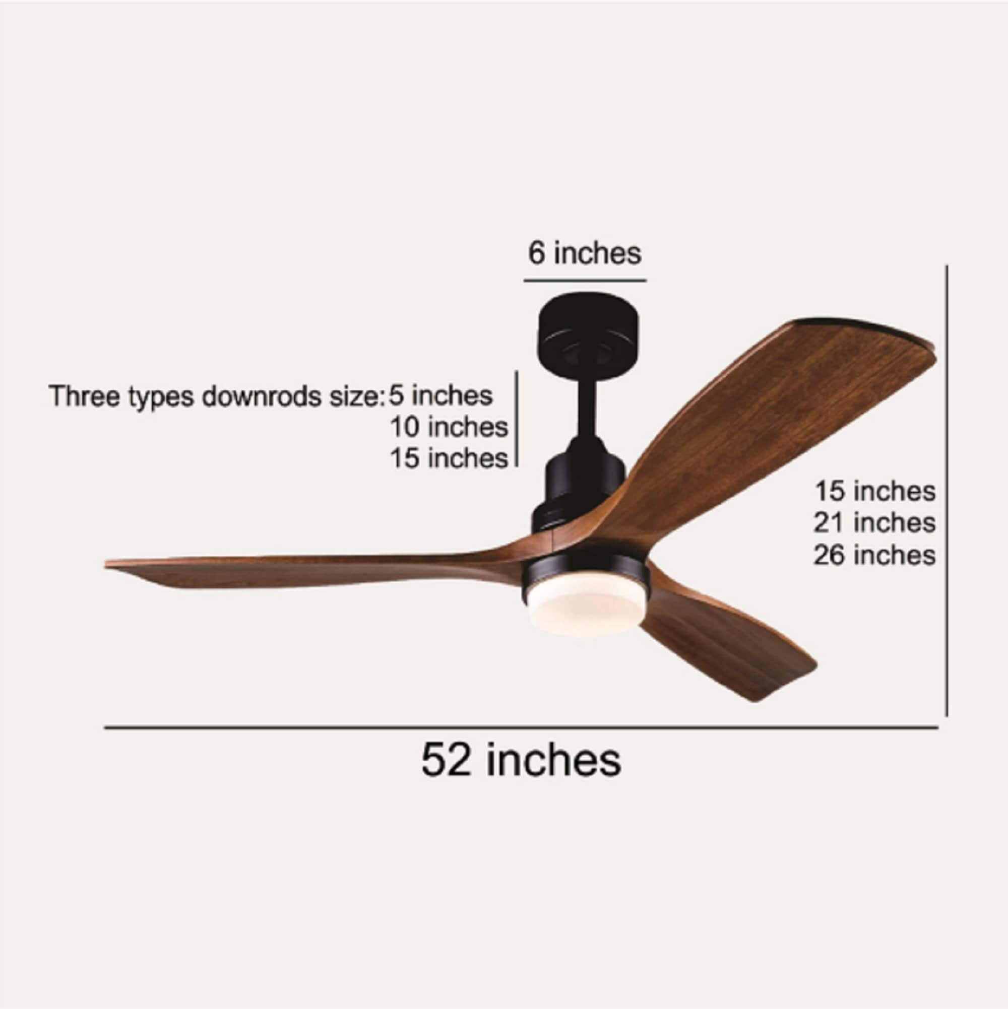 Wood Ceiling Fan With 3 Blade, Ceiling Fans With Lights and Remote - Etsy