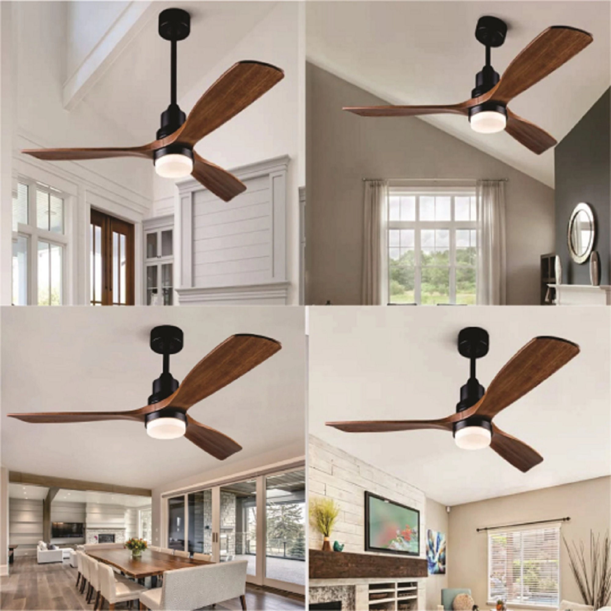 Wood Ceiling Fan With 3 Blade, Ceiling Fans With Lights and Remote - Etsy