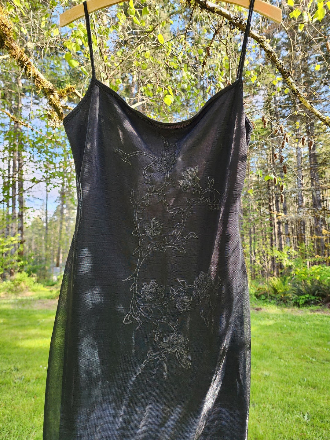 80s Jay Jacobs Black Shimmer Prom Dress - Etsy