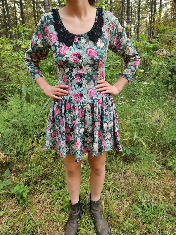 90s Floral Dress - Gem