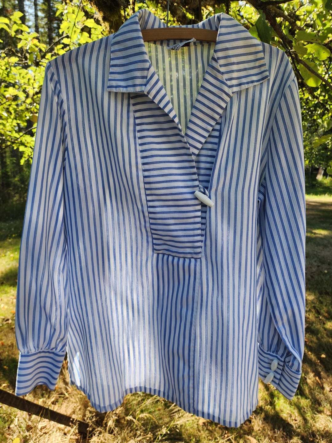 Vintage Striped Nautical Tunic Blouse Shirt Wood Buttons - Etsy