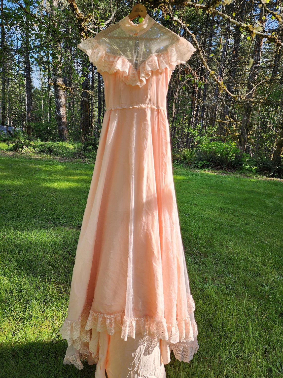 GORGEOUS Peach 70s MAXI Dress - Etsy