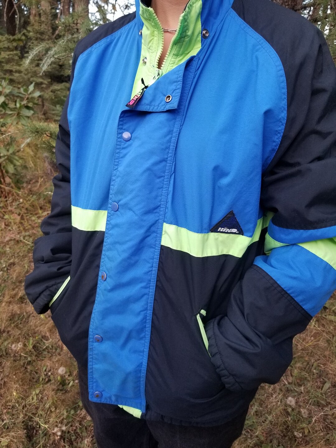 80s Hind Color Block Jacket NEON Details - Etsy