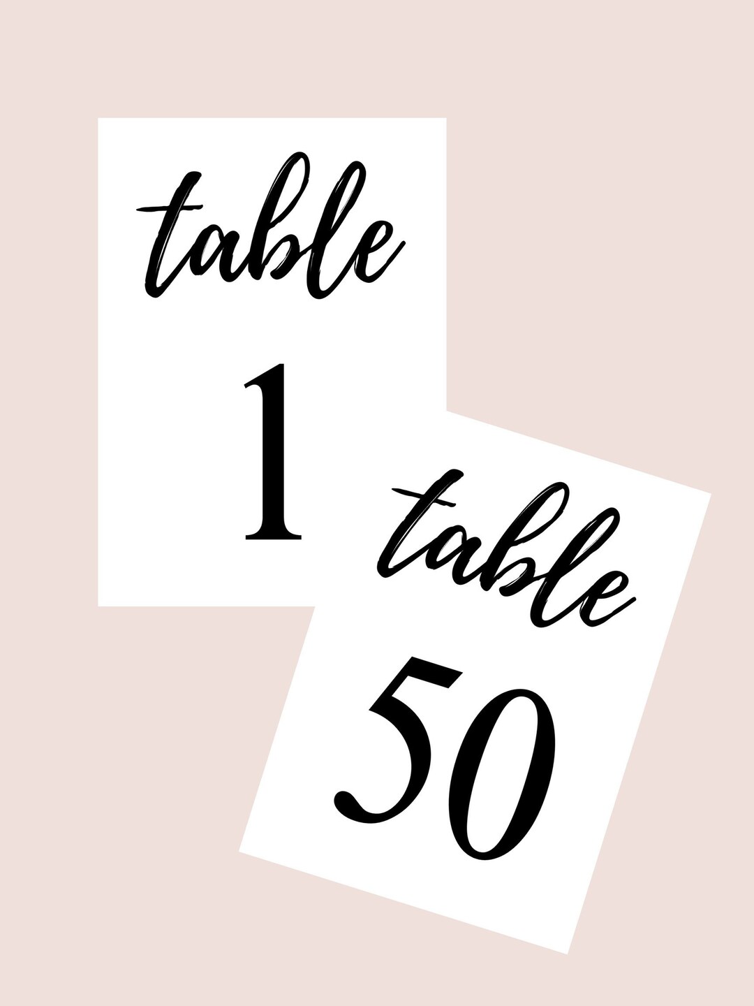 Wedding Table Numbers 1-50 - 5x7 Printable Table Markers - Script ...