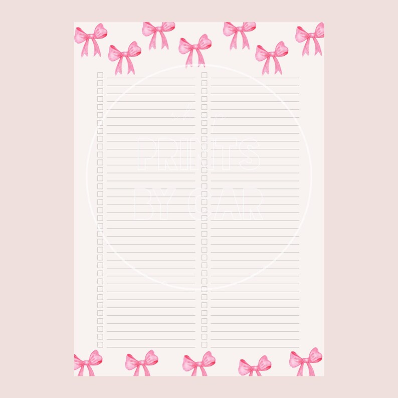 Set of 3 Coquette to Do List Digital Download - Minimal Daily Checklist ...