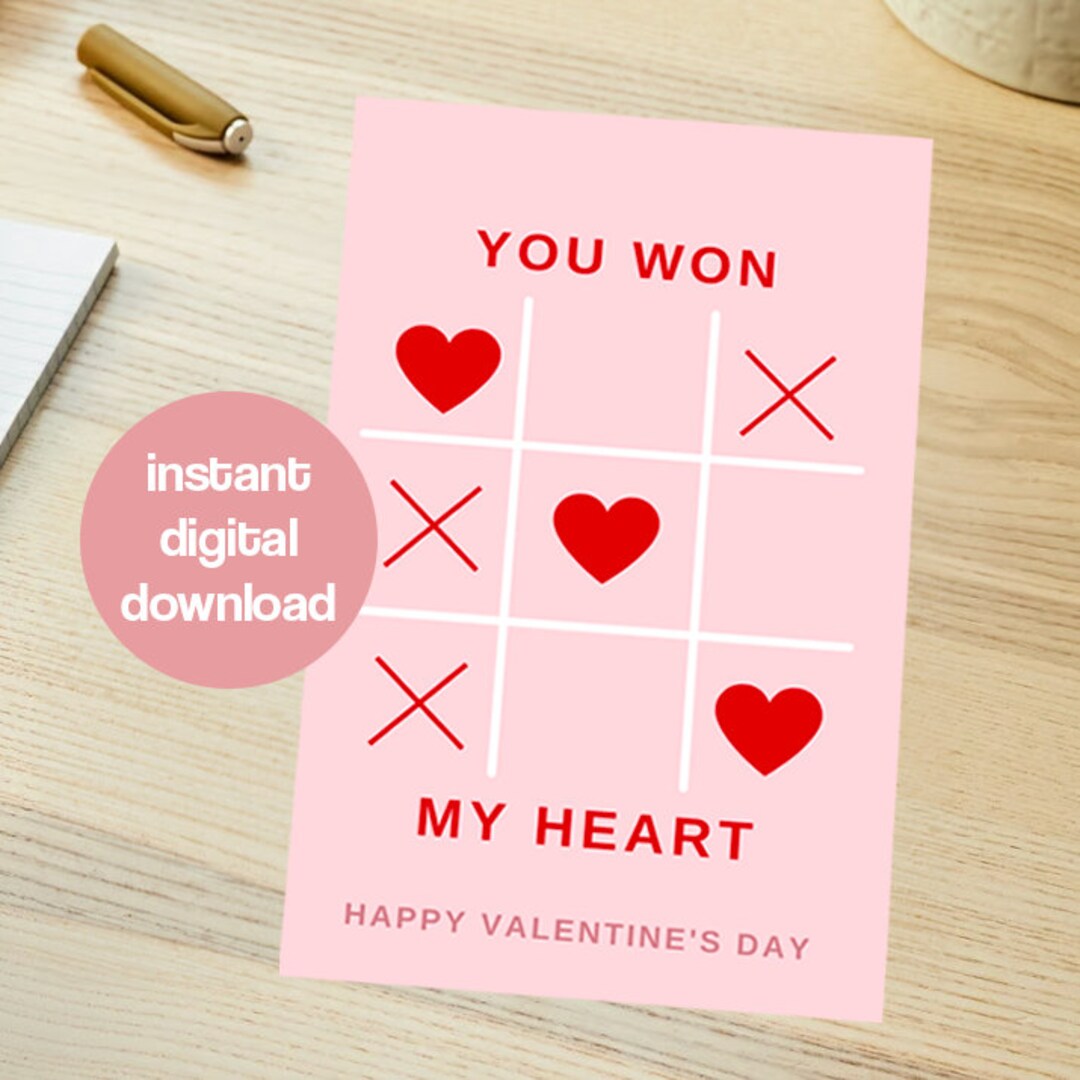 Printable Valentine's Day Card - Digital Download Valentine - Tic Tac ...