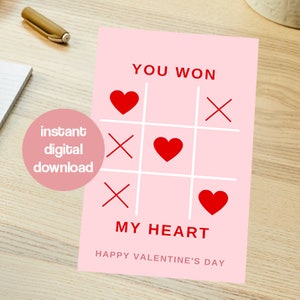 Printable Valentine's Day Card - Digital Download Valentine - Tic Tac ...