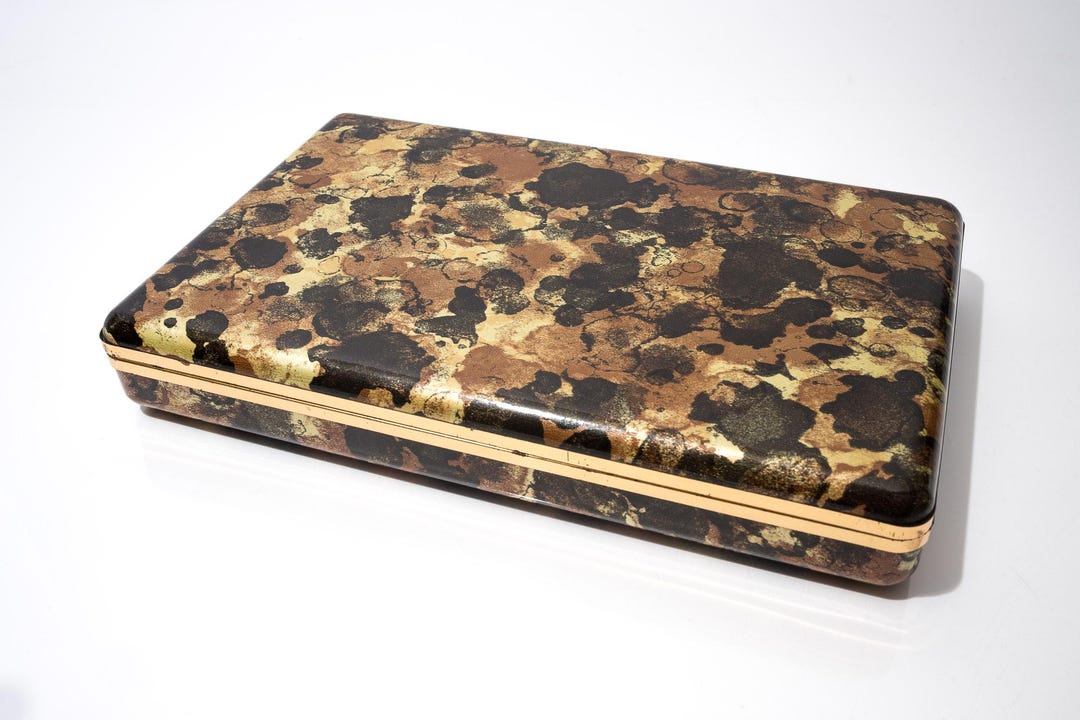 Midcentury Clamshell Jewelry Box, Tortoiseshell Pattern, Mele - Etsy