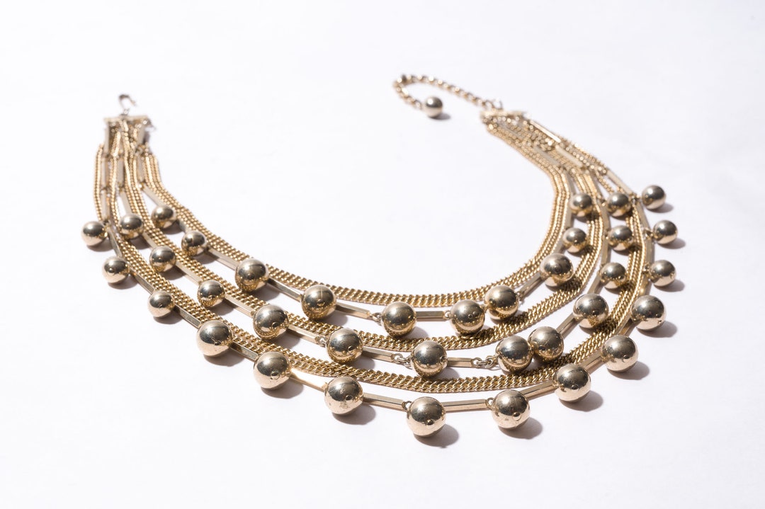 Vintage Dangle Ball Bib Necklace, Metal, Signed Coro - Etsy
